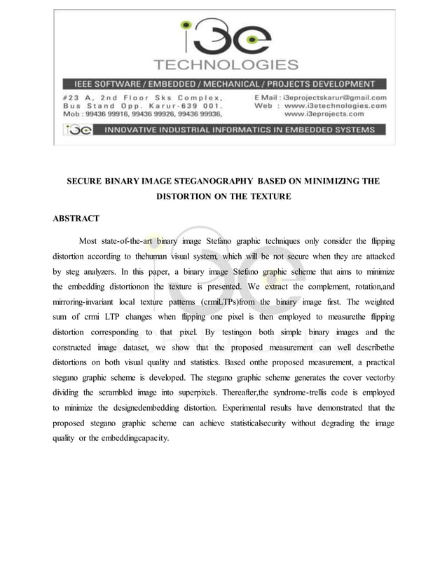 Secure binary image steganography based on minimizing the distortion on the texture | DOCX