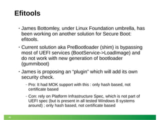 Distro Recipes 2013: Secure Boot and Linux: several issues, one ...