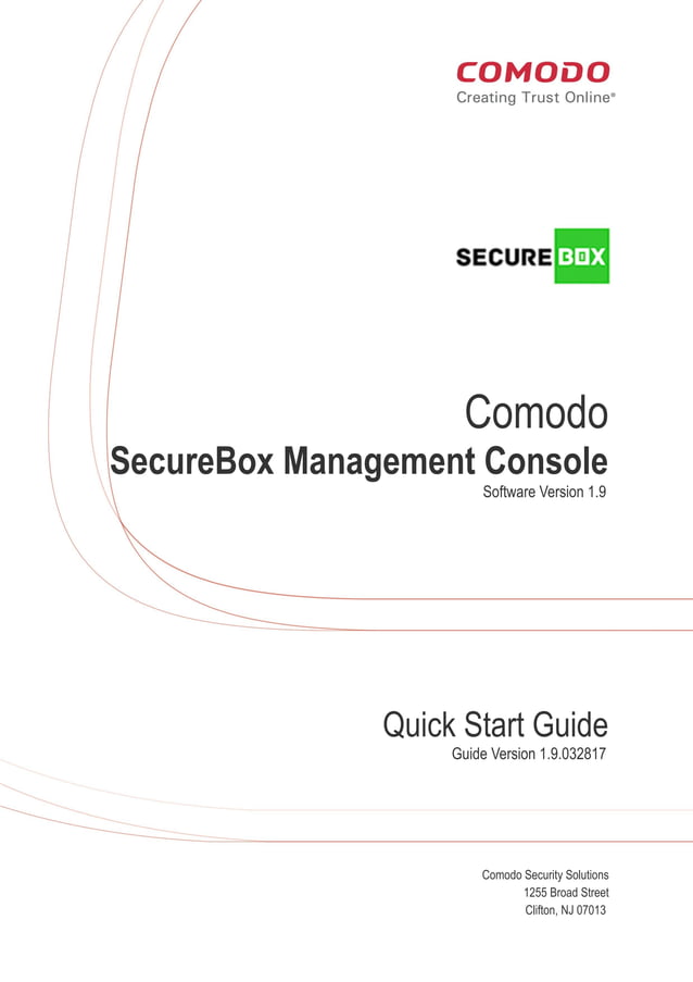 Comodo SecureBox Management Console – Quick Start Guide | PDF