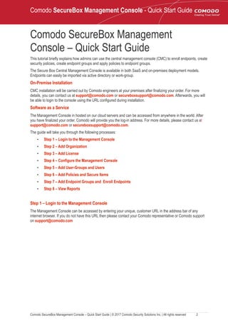 Comodo SecureBox Management Console – Quick Start Guide | PDF