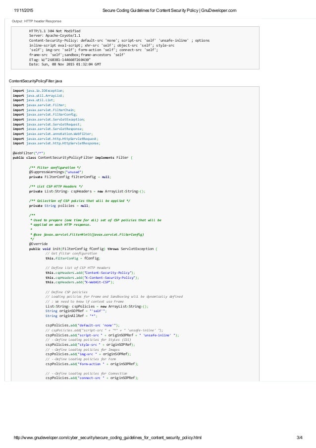 Secure coding guidelines for content security policy