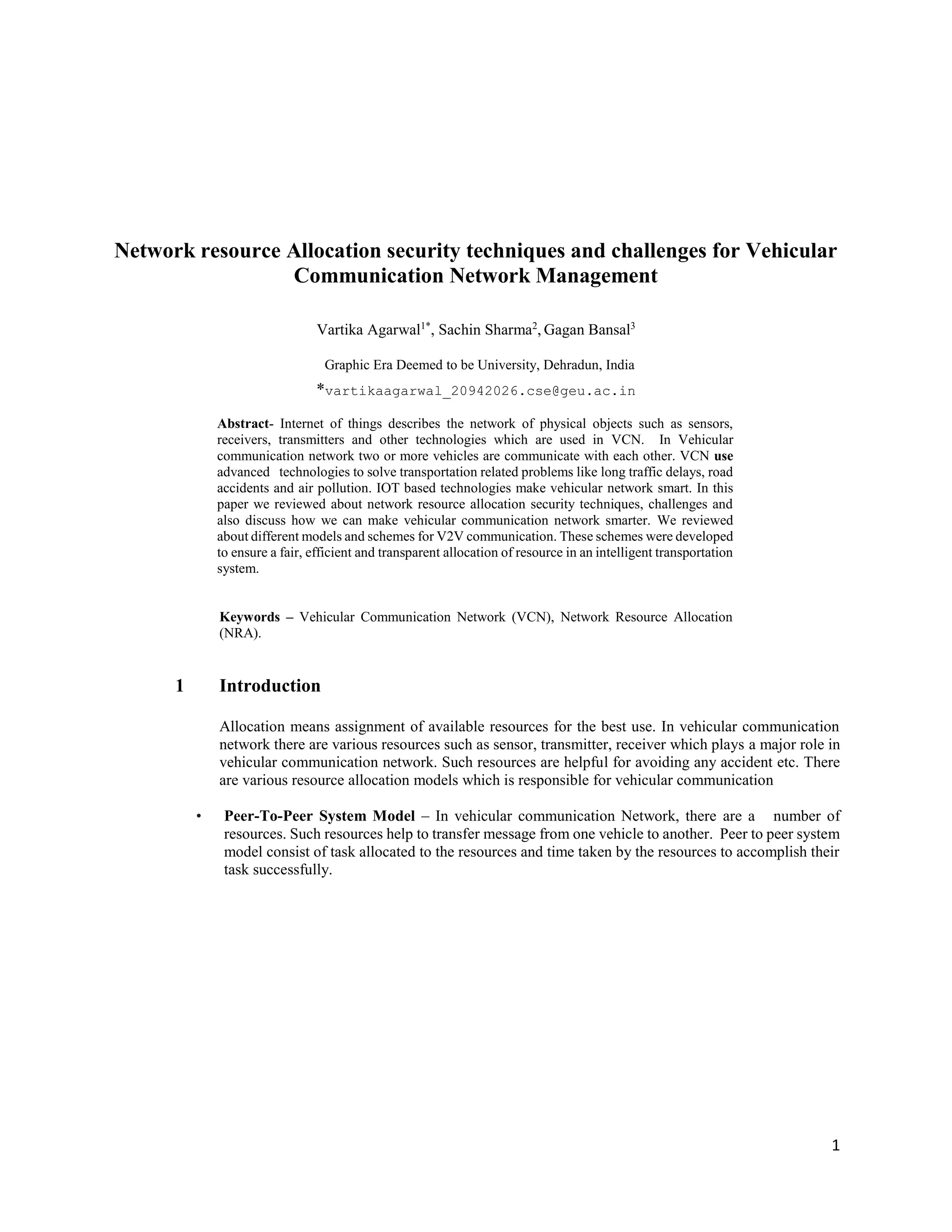Network Resource Allocation Security Techniques and Challenges for Vehicular Communication ...
