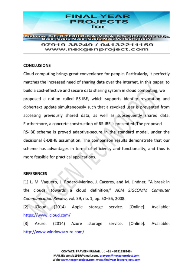 Secure Data Sharing In Cloud Computing Using Revocable Storage Identity Based Encryption Pdf