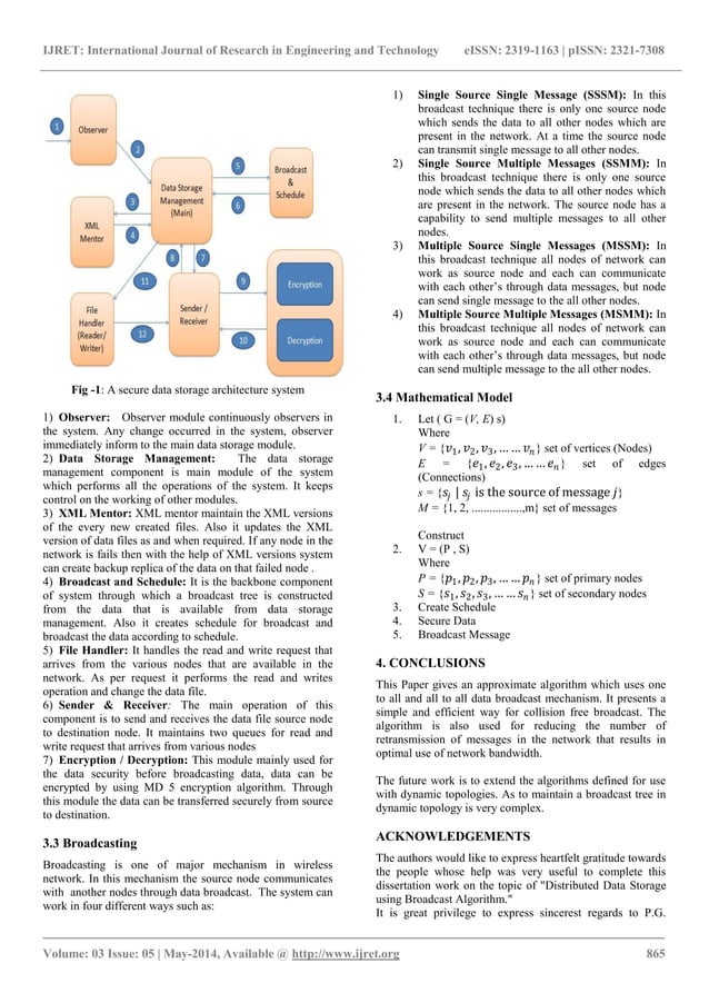 Secure data storage over distributed nodes in network through broadcast techniques | PDF