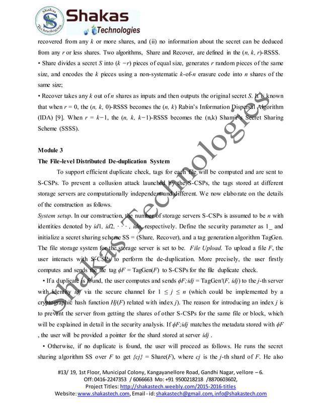 Secure Distributed De Duplication Systems With Pdf