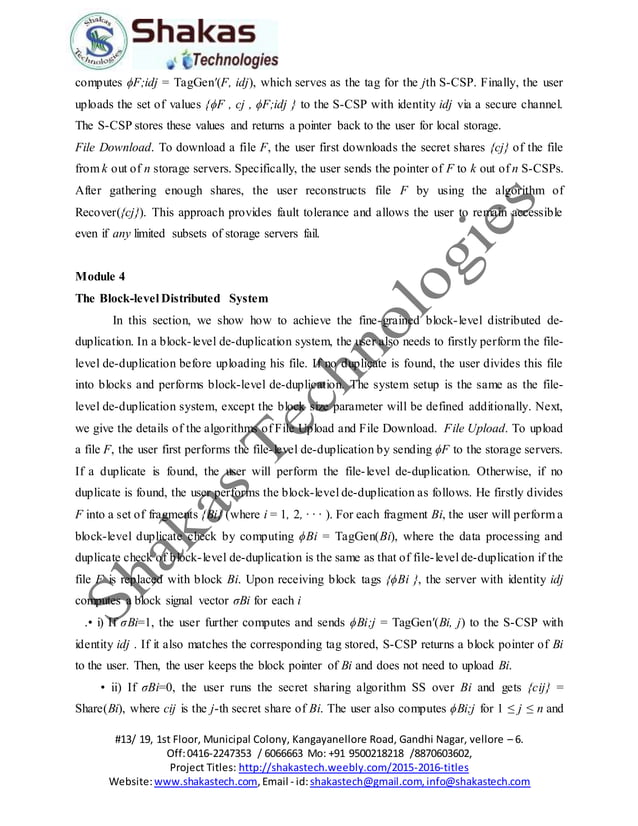 Secure Distributed De Duplication Systems With Pdf