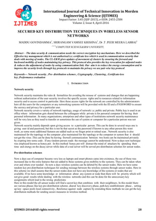 Secured key distribution techniques in wireless sensor networks 150429171406 | PDF