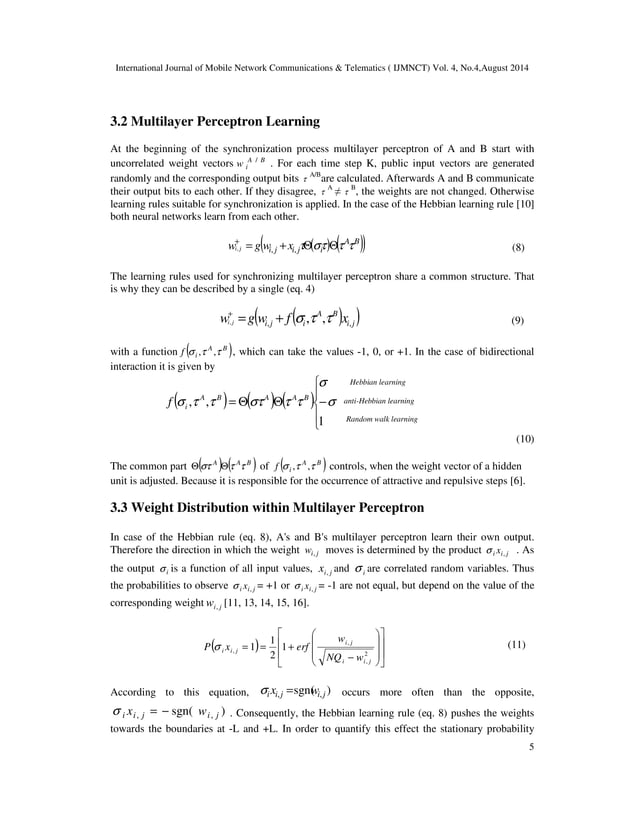 Secured Transmission Through Multi Layer Perceptron In Wireless Communication Stmlp Pdf