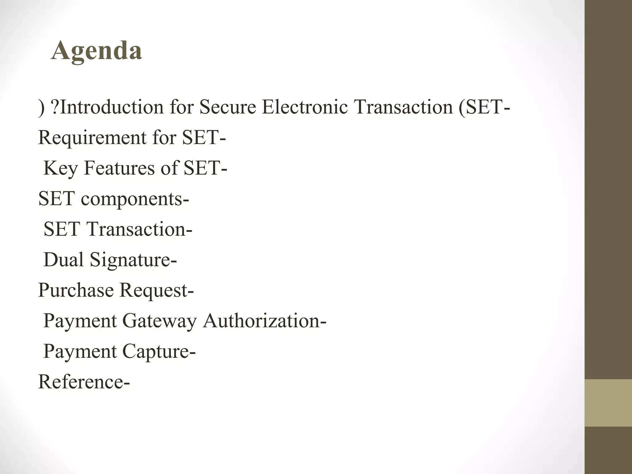 Secure electronic transactions (SET) | PPT