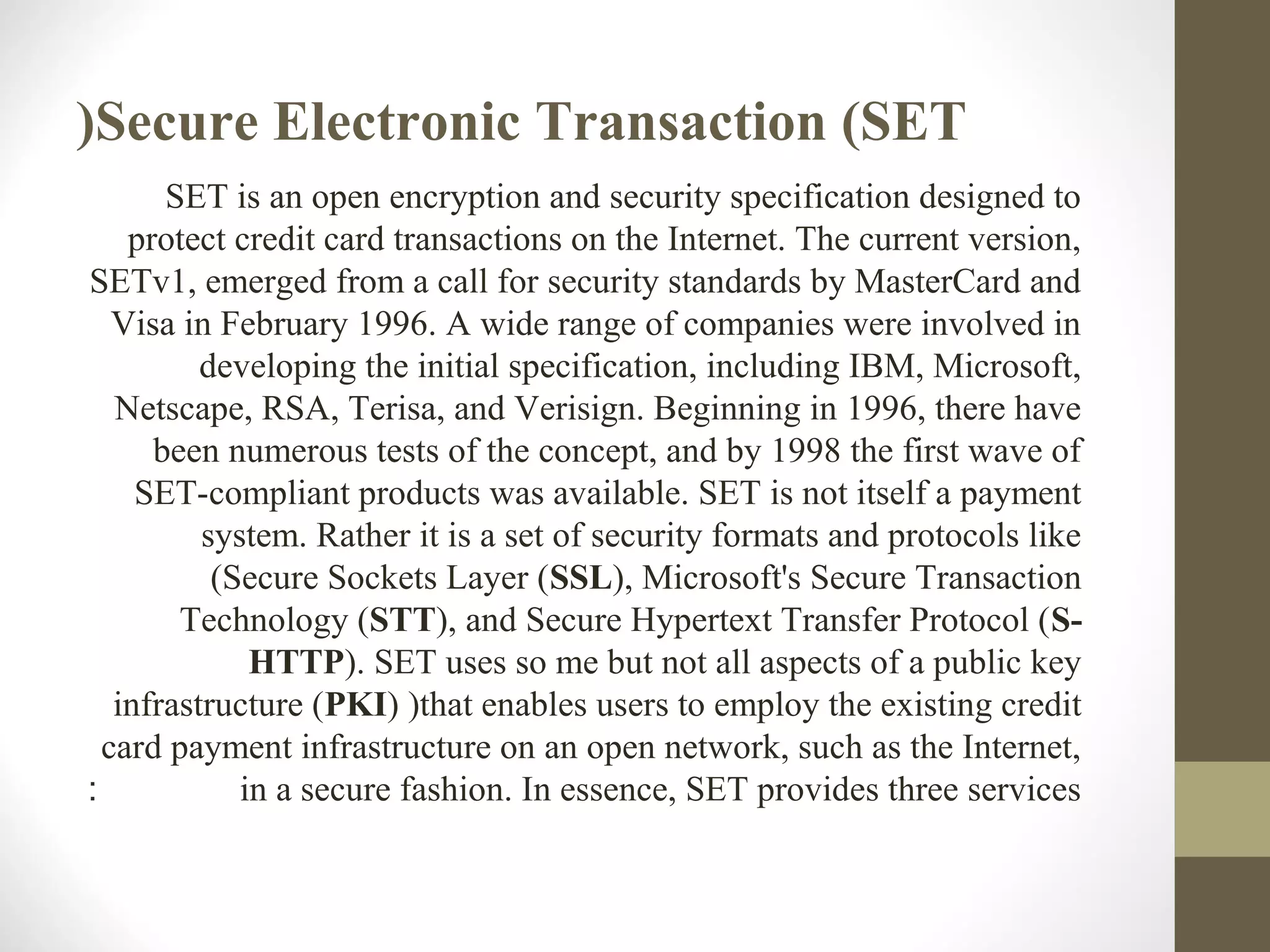 Secure electronic transactions (SET) | PPT