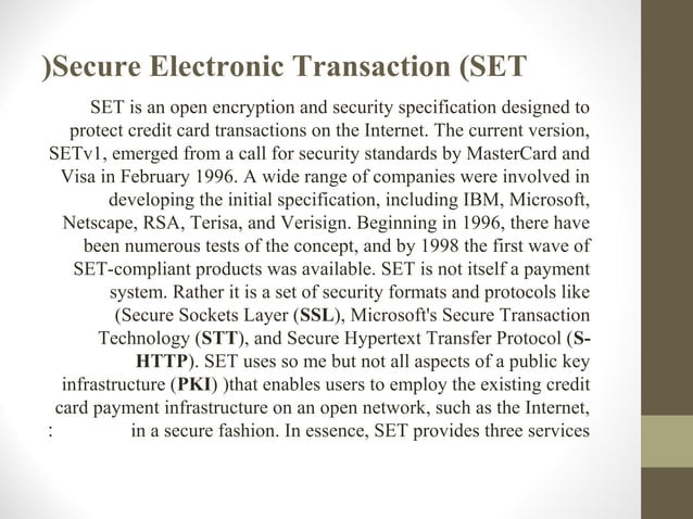Secure electronic transactions (SET) | PPT