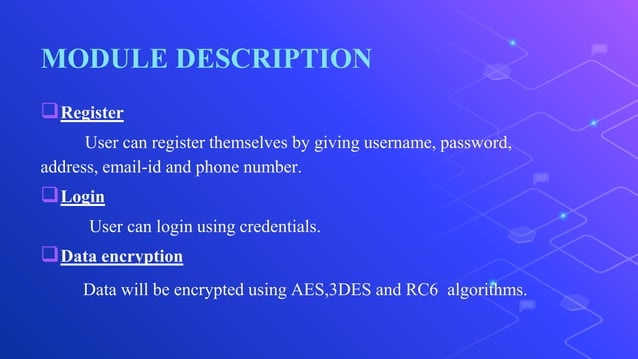 secure file storage on cloud using hybrid Cryptography ppt.pptx | Cloud Computing | Internet