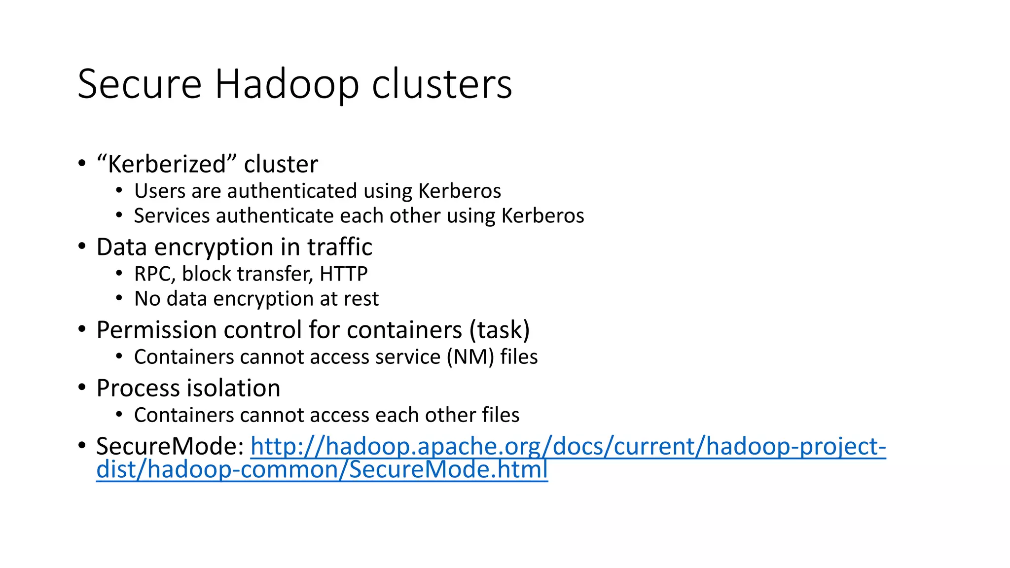 Secure Hadoop Clusters On Windows Platform Ppt
