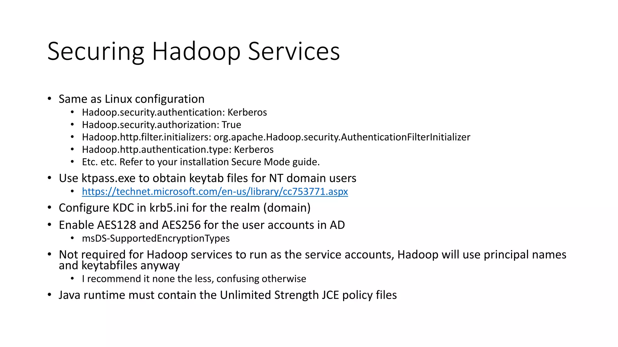 Secure Hadoop Clusters On Windows Platform Ppt