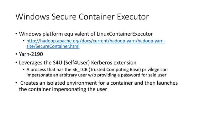 Secure Hadoop Clusters On Windows Platform Ppt
