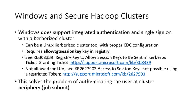 Secure Hadoop Clusters On Windows Platform Ppt