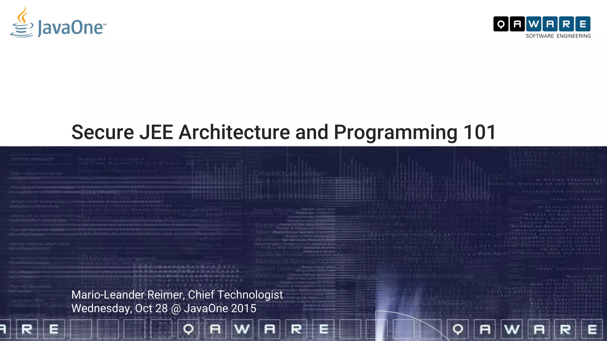 Secure Jee Architecture And Programming 101 Ppt