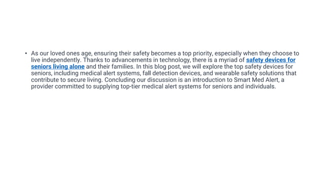 Secure Living Top Safety Devices for Seniors Living Alone | PPT