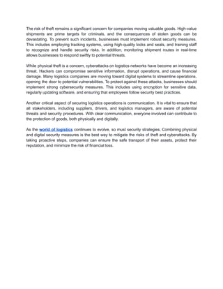 Secure Logistics_ Protecting Your Assets from Theft and Cyber Attacks ...