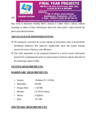 Secure mining of association rules in horizontally distributed databases | DOCX