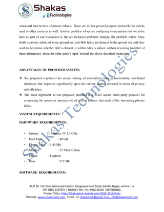 Secure mining of association rules in horizontally distributed databases | DOCX | Databases ...