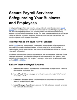 Secure Payroll Services: Why Protecting Payroll Data Matters More Than ...