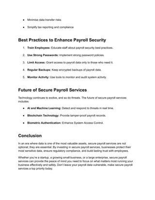 Secure Payroll Services: Why Protecting Payroll Data Matters More Than Ever | PDF