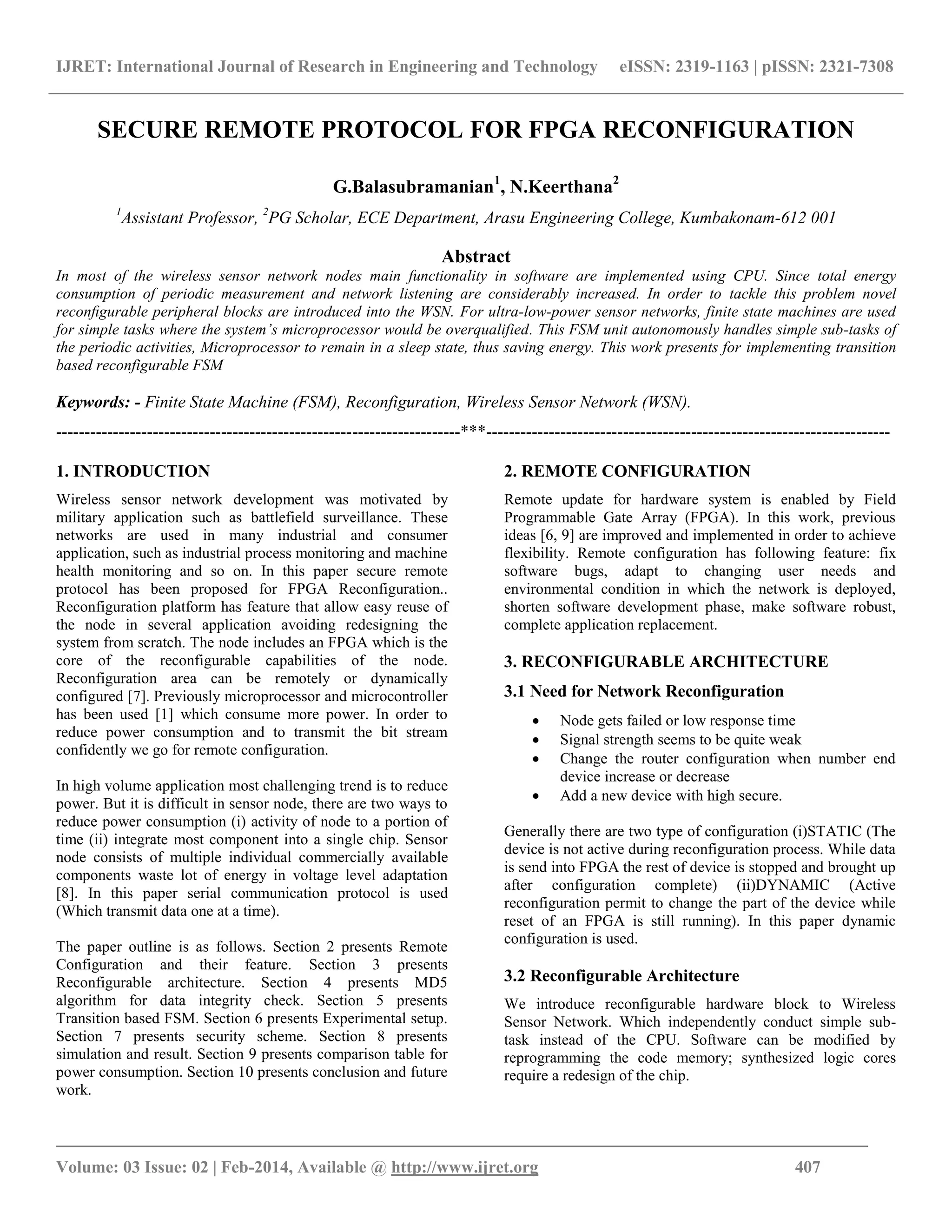 Secure remote protocol for fpga reconfiguration | PDF