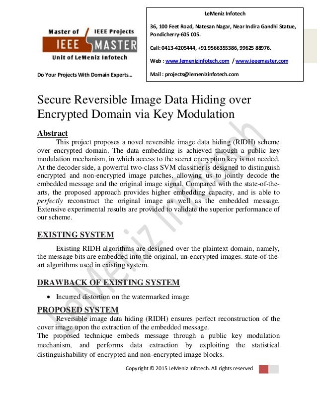 Secure reversible image data hiding over encrypted domain via key ... Secure reversible image data hiding over encrypted domain via key ...