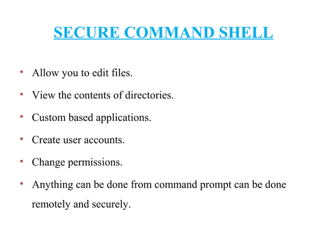 Secure shell ppt | PPT | Operating Systems | Computer Software and Applications