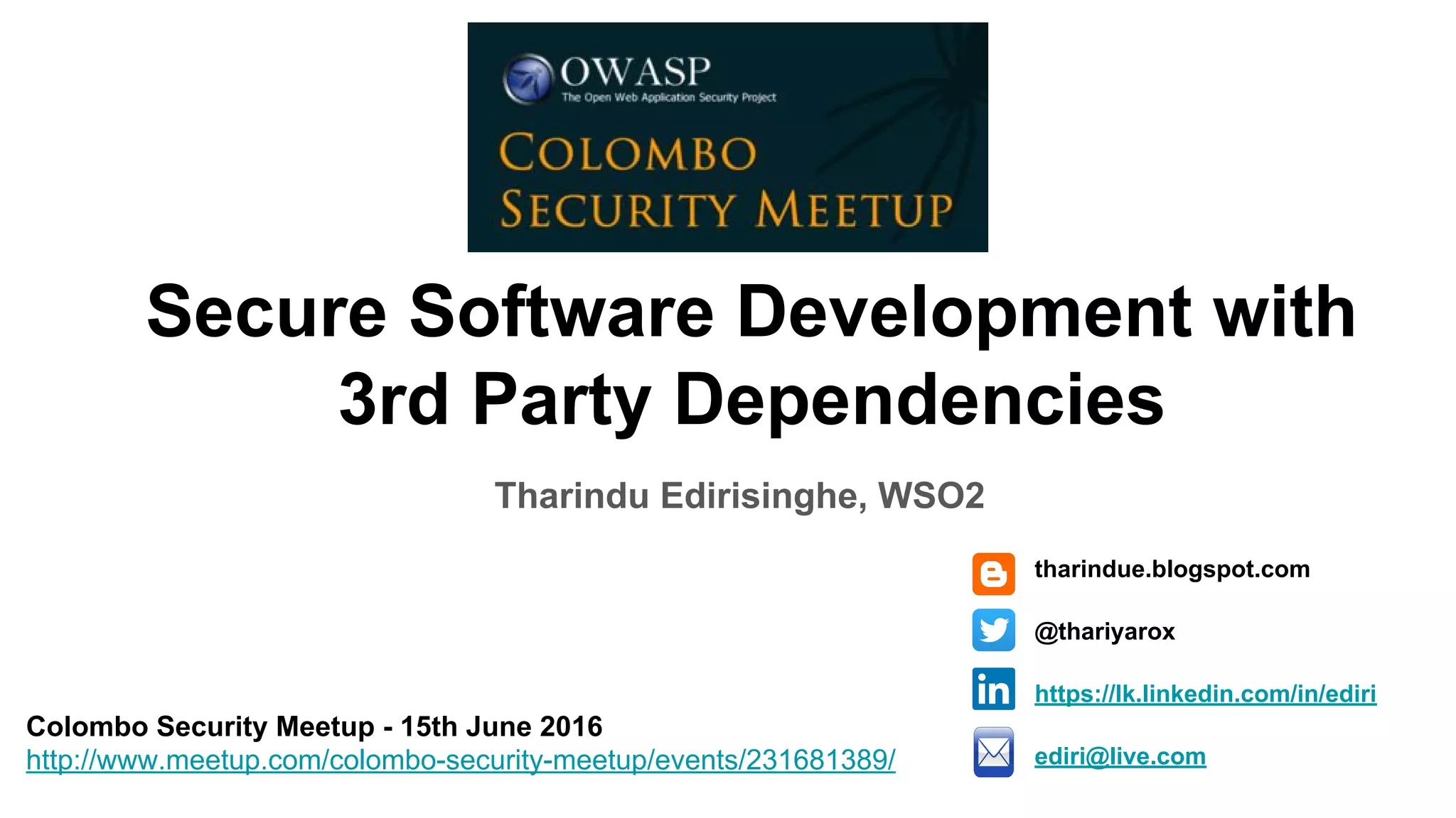 Secure Software Development with 3rd Party Dependencies | PDF | Databases | Computer Software ...