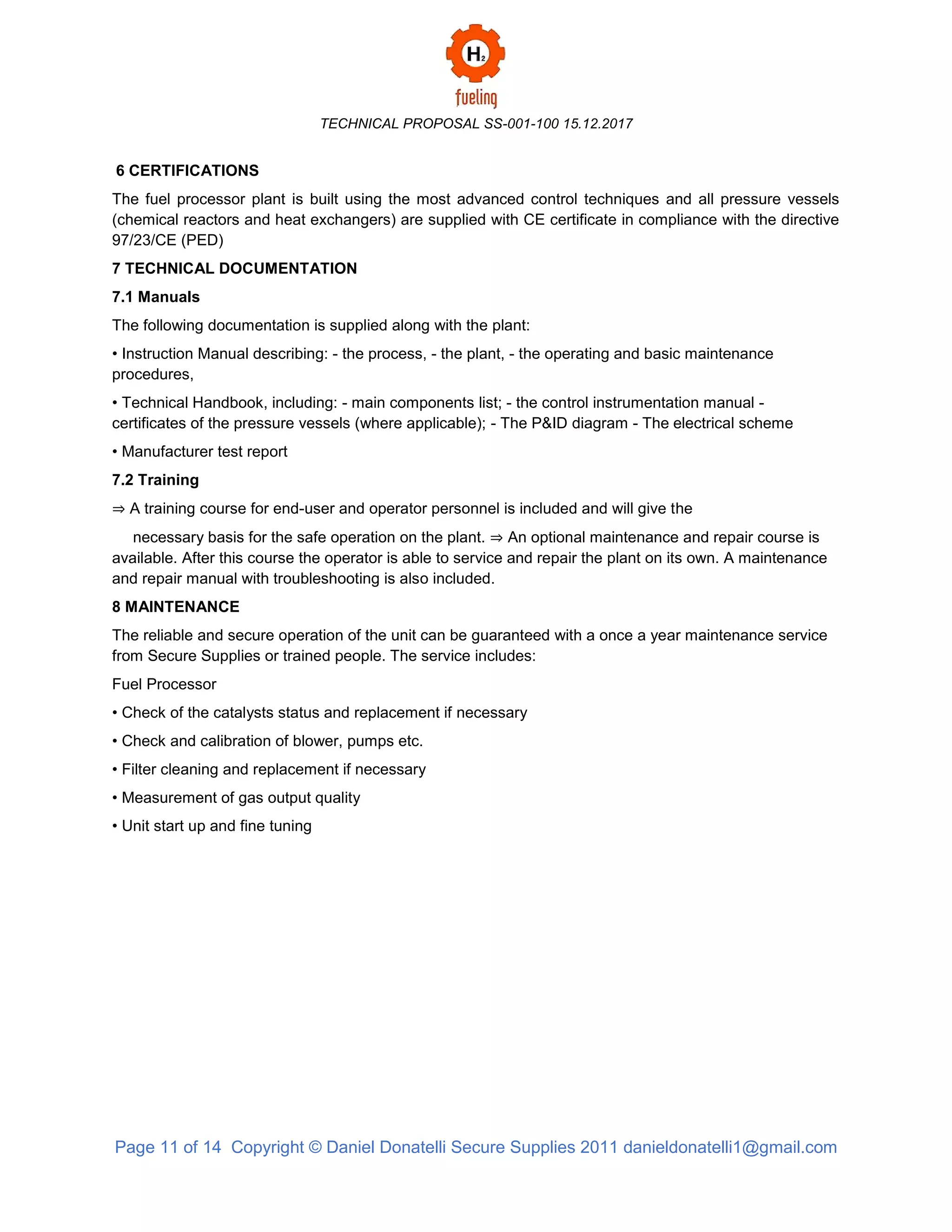 Lpg Biogas Biomass Reformer Hydrogen Fuel cell power gas | PDF ...