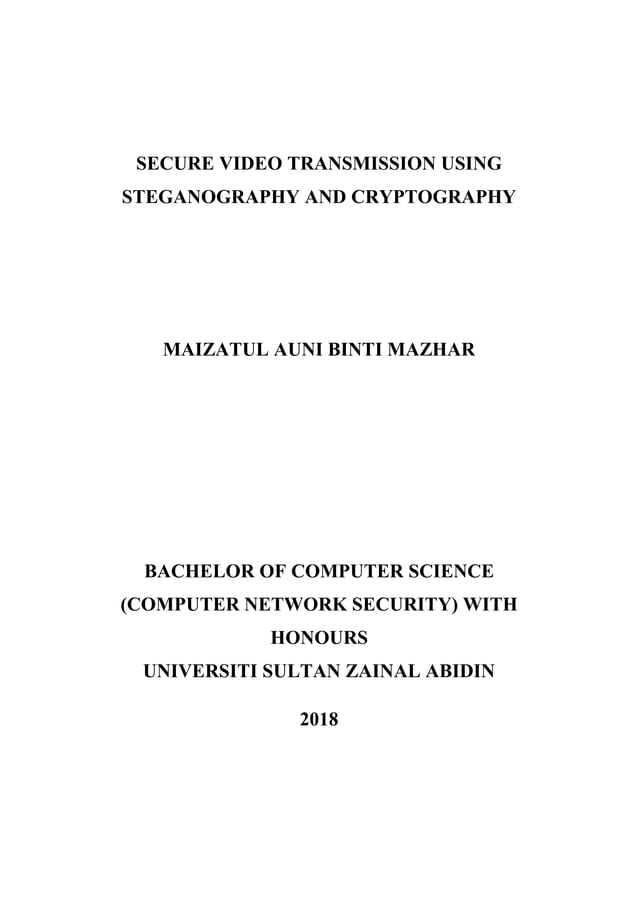 Secure Video Transmission Using Steganography and Cryptography | PDF