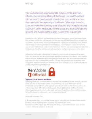 Securing and Managing Offce 365 with XenMobile | PDF