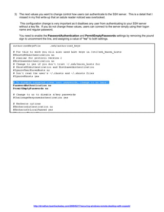 Securing Windows Remote Desktop With Copssh | PDF