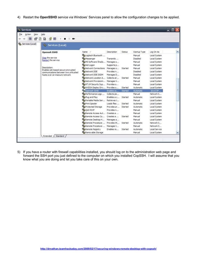 Securing Windows Remote Desktop With Copssh | PDF