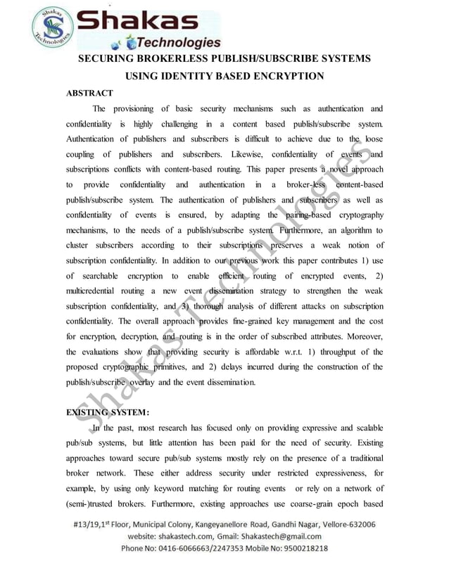 Securing broker less publish subscribe systems using identity-based encryption | DOCX