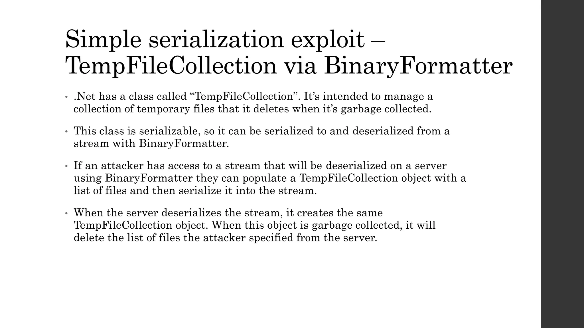 BlueHat v17 || Dangerous Contents - Securing .Net Deserialization | PPTX