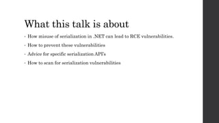 BlueHat v17 || Dangerous Contents - Securing .Net Deserialization | PPTX