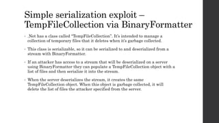 BlueHat v17 || Dangerous Contents - Securing .Net Deserialization | PPTX