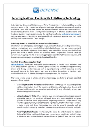 Securing National Events with Anti-Drone Technology | PDF