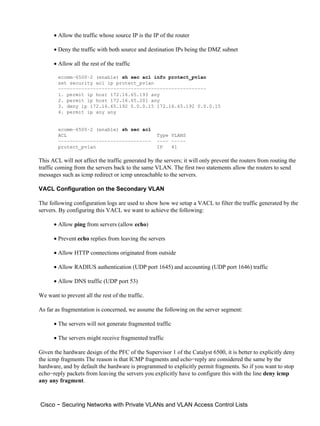 Securing networks with private vla ns and vlan access control lists | PDF