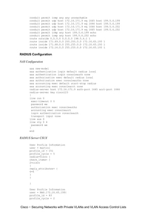 Securing networks with private vla ns and vlan access control lists | PDF