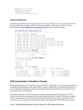 Securing networks with private vla ns and vlan access control lists | PDF