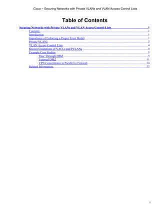 Securing networks with private vla ns and vlan access control lists | PDF
