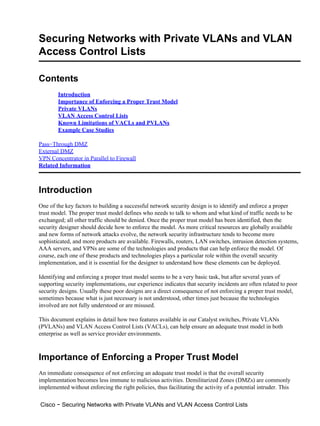 Securing networks with private vla ns and vlan access control lists | PDF