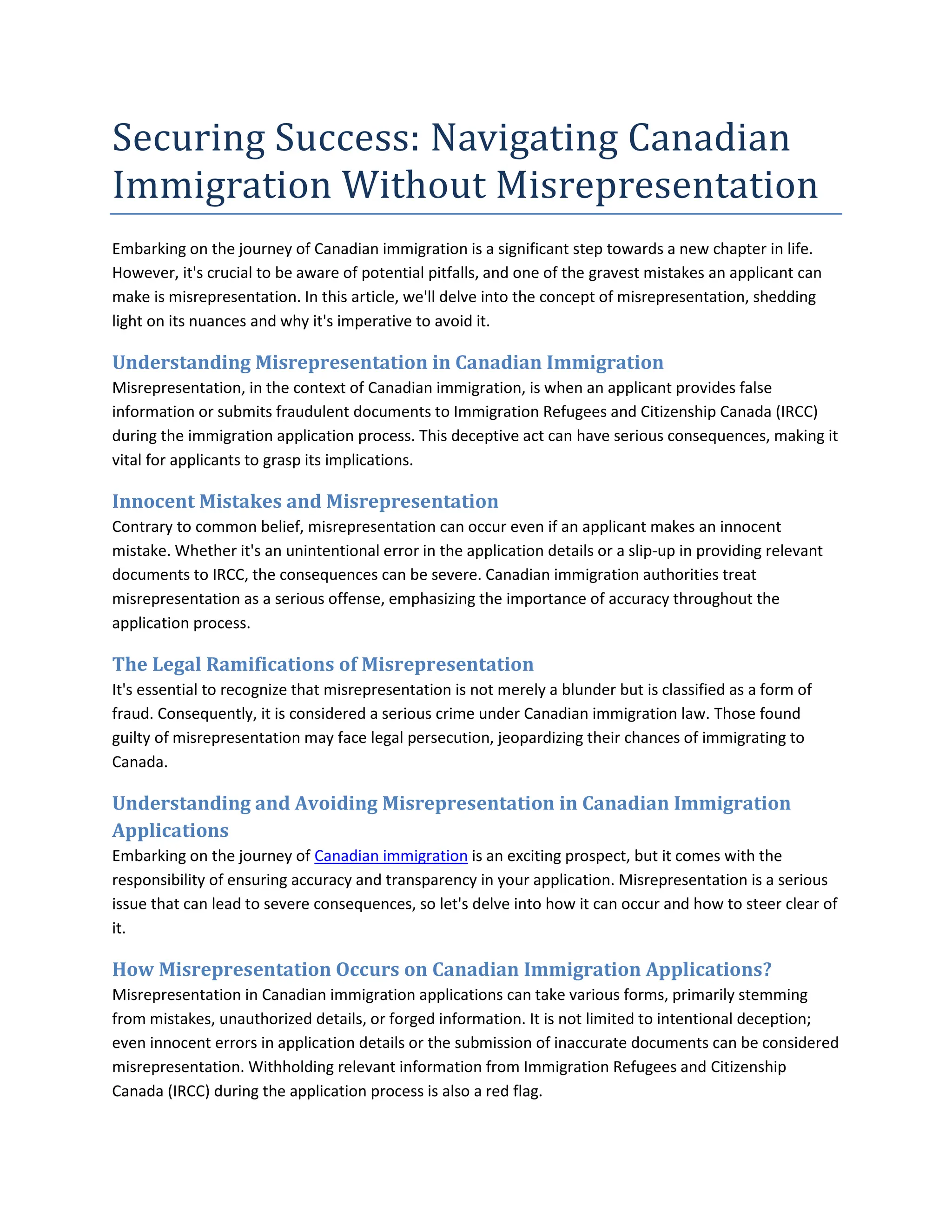 Securing Success Navigating Canadian Immigration Without Misrepresentation.docx