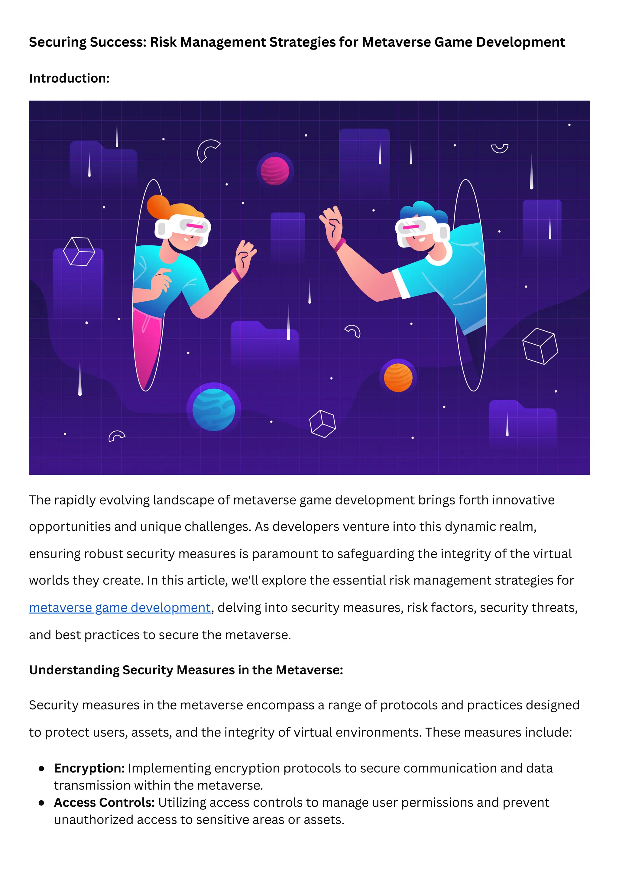 Securing Success Risk Management Strategies for Metaverse Game ...
