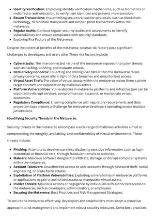 Securing Success Risk Management Strategies for Metaverse Game ...