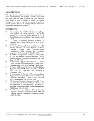Securing the cloud computing systems with matrix vector and multi-key using linear equations | PDF